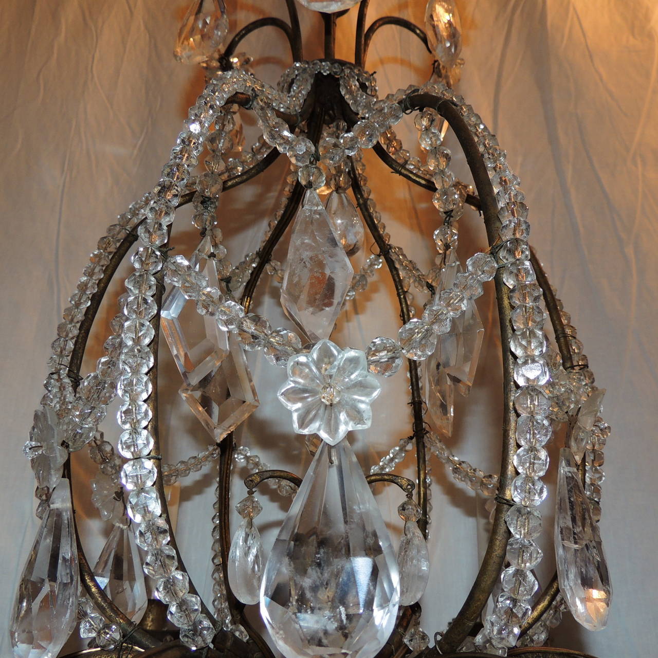 Elegant Baguès Beaded Italian Entire Rock Crystal Rosette Prisms ...