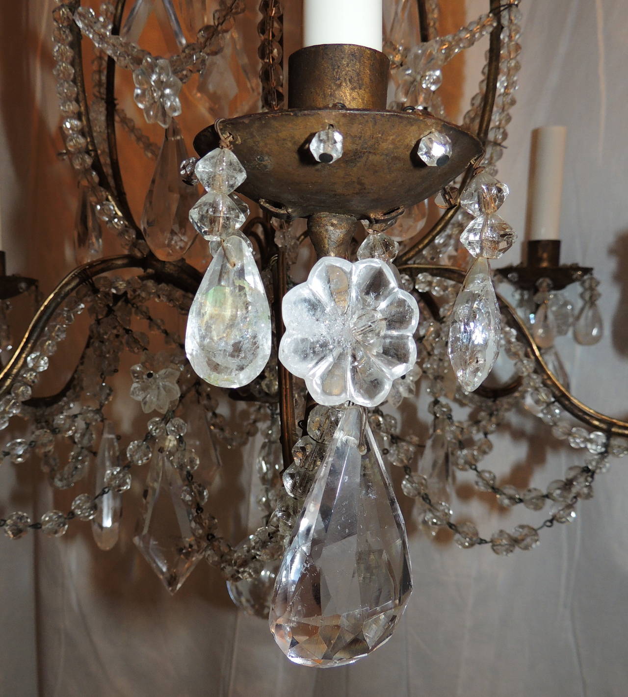 Elegant Baguès Beaded Italian Entire Rock Crystal Rosette Prisms ...