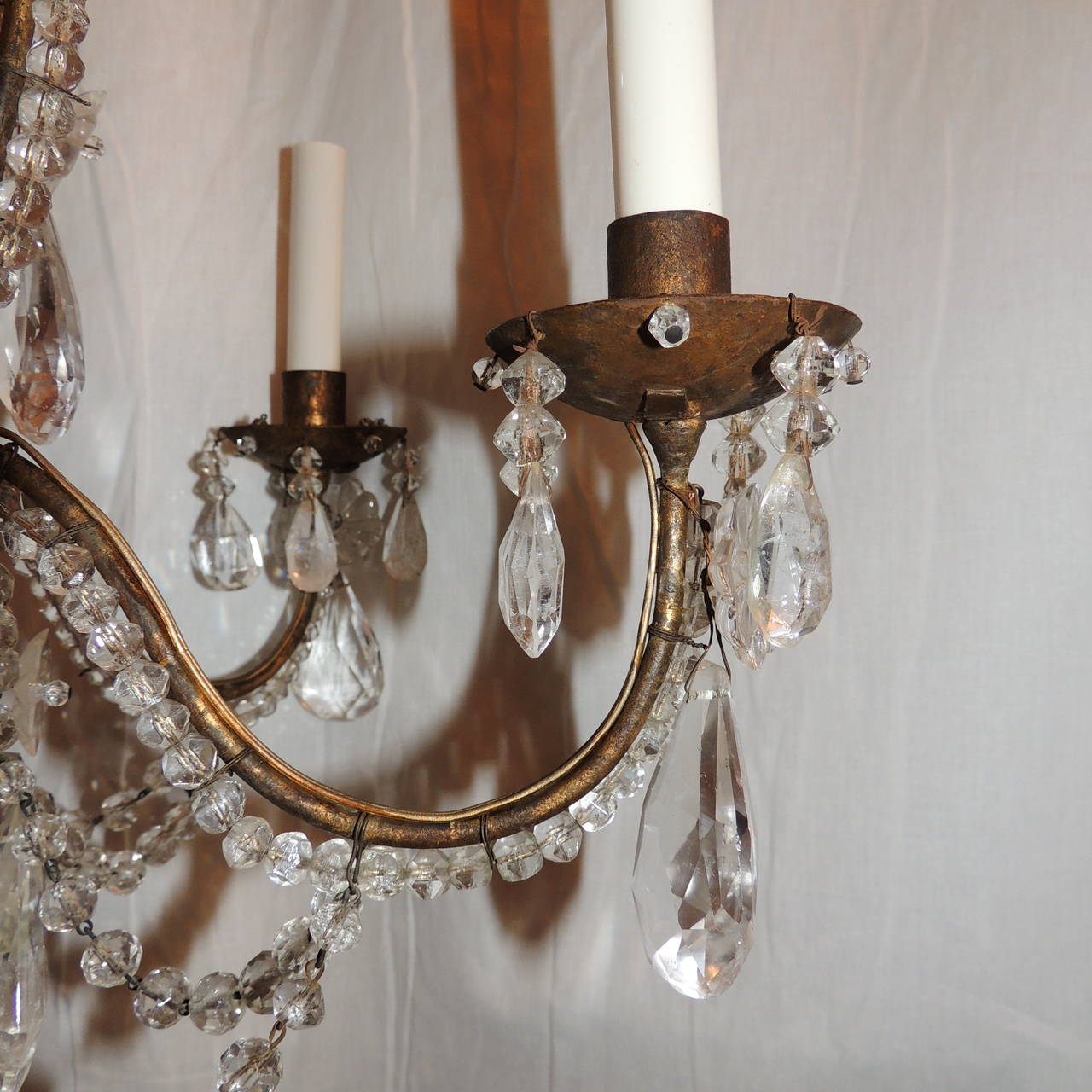 Elegant Baguès Beaded Italian Entire Rock Crystal Rosette Prisms ...