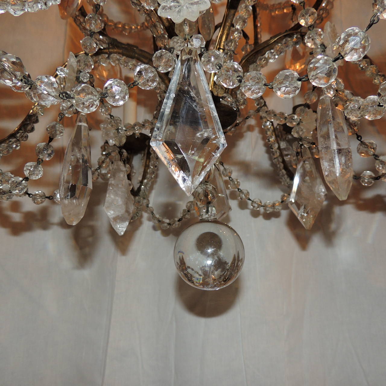 Elegant Baguès Beaded Italian Entire Rock Crystal Rosette Prisms ...