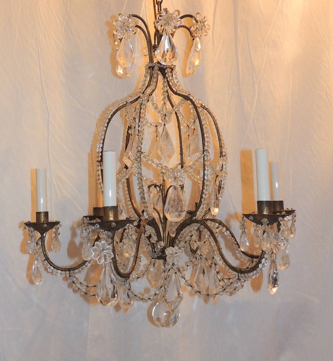 Elegant Baguès Beaded Italian Entire Rock Crystal Rosette Prisms ...
