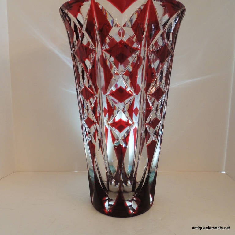 A Palatial Saint Louis Crystal, France Ruby Red Overlay Cut to Clear ...