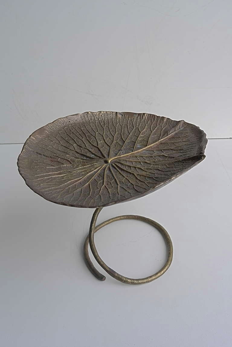 Organic Fine Art Object, bronze Lotus Leaf On A Stalk at 1stDibs