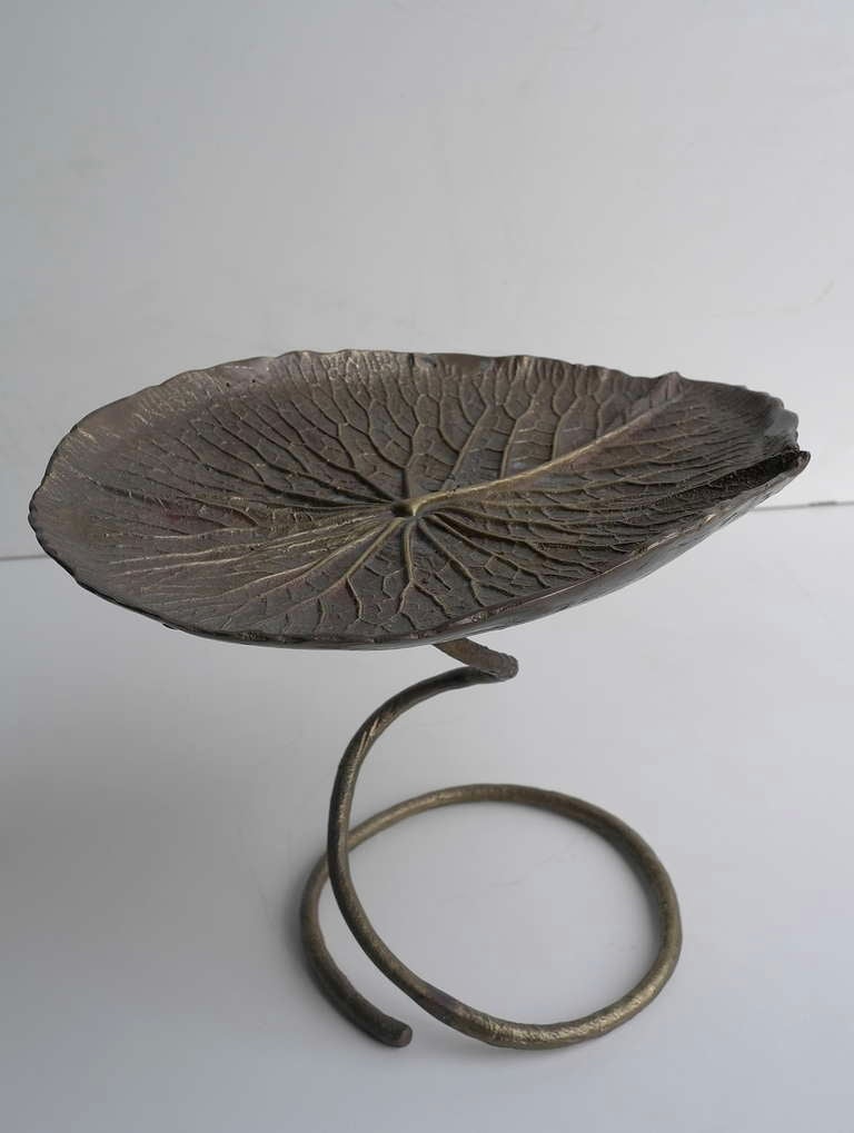 Organic Fine Art Object, bronze Lotus Leaf On A Stalk at 1stDibs
