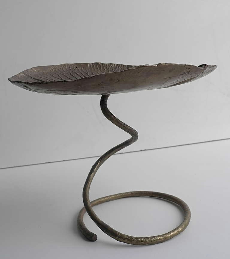 Organic Fine Art Object, bronze Lotus Leaf On A Stalk at 1stDibs
