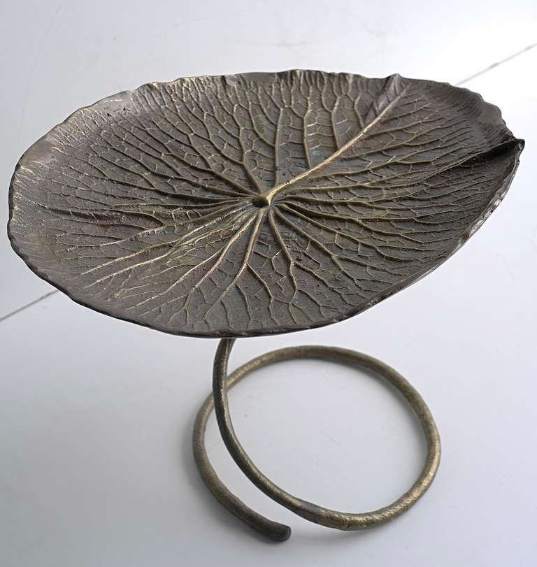 Organic Fine Art Object, bronze Lotus Leaf On A Stalk at 1stDibs