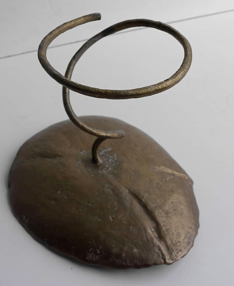 Organic Fine Art Object, bronze Lotus Leaf On A Stalk at 1stDibs