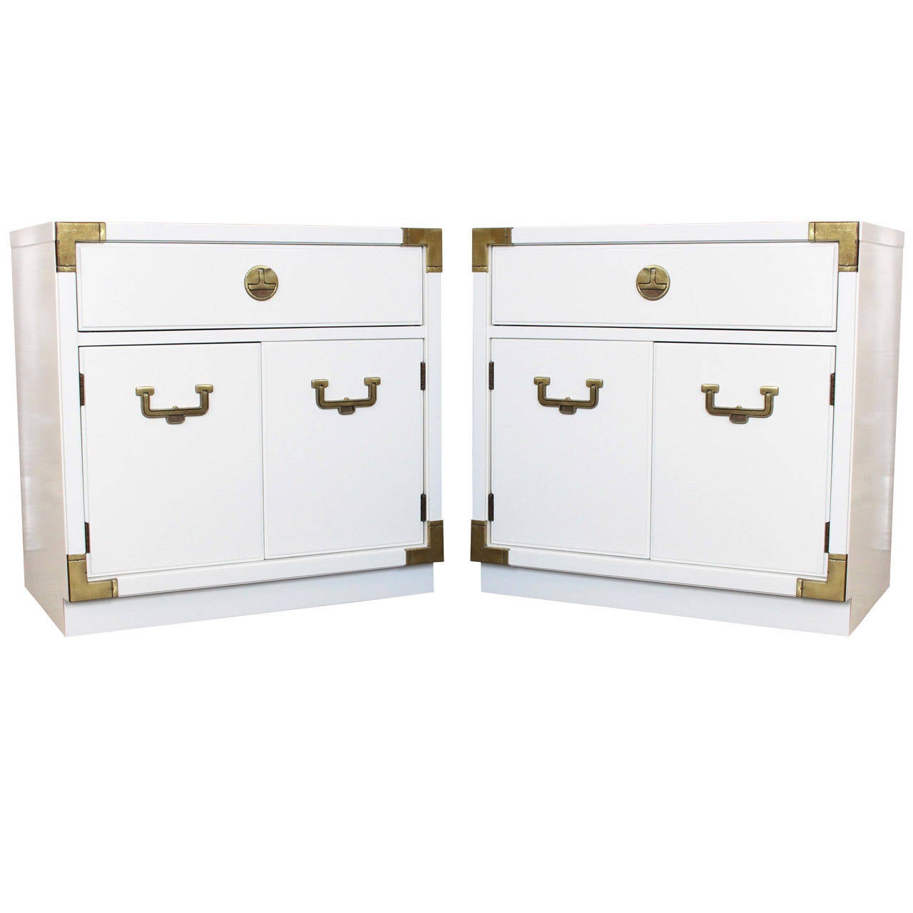 Pair of Lacquered Campaign Nightstands at 1stDibs