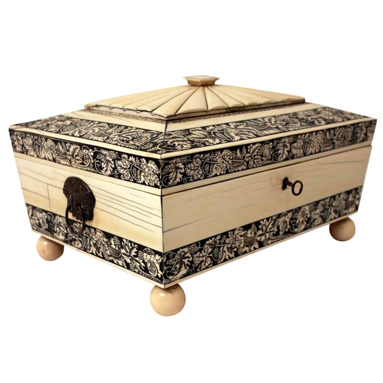 19th Century Anglo Indian Ivory Sarcophagus Box For Sale at 1stDibs