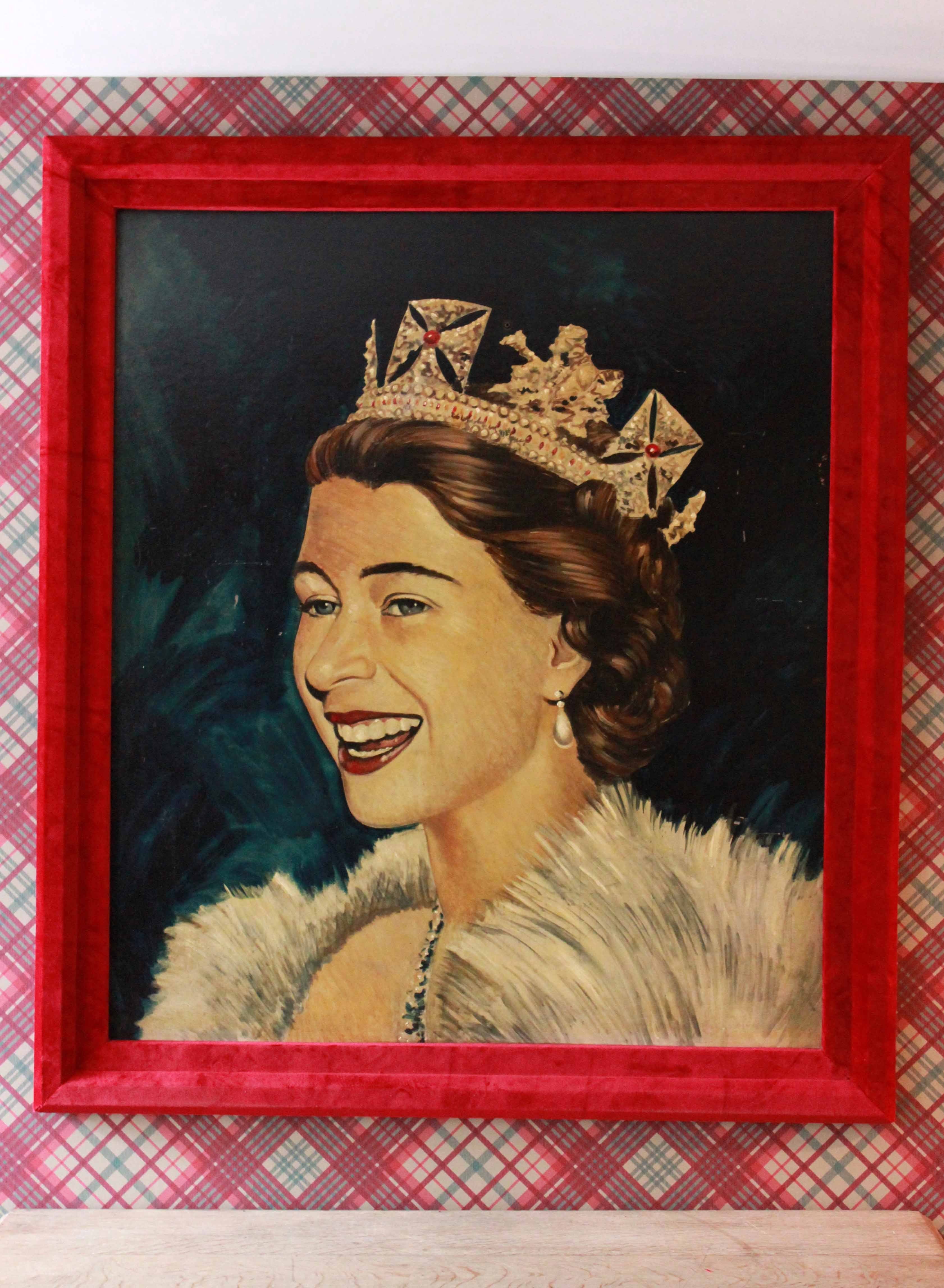 20Th Century Oil On Board H.R.H. Queen Elizabeth at 1stDibs