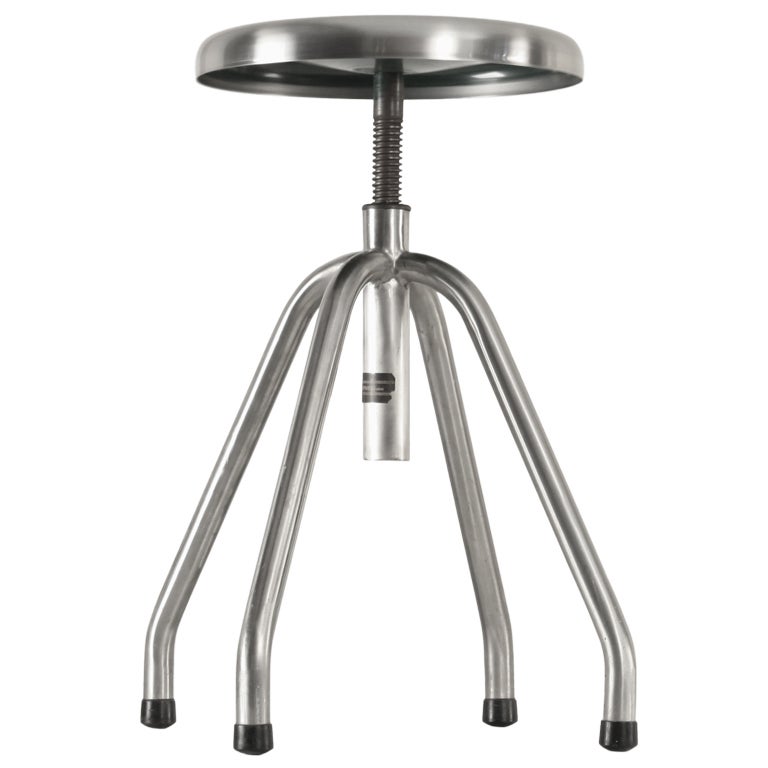 Industrial adjustable stool in stainless steel at 1stDibs