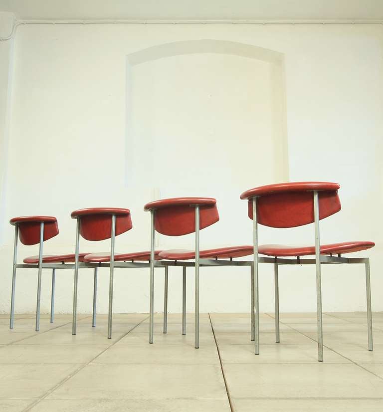 A set of 4 original Gamma Chairs, designed by architect Rudolf Wolf in ...