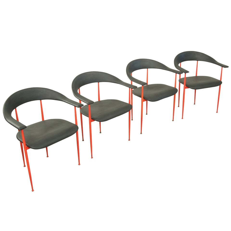 1970's Modern Contemporary Dining Chairs Rubber Seat and Curved Back at ...