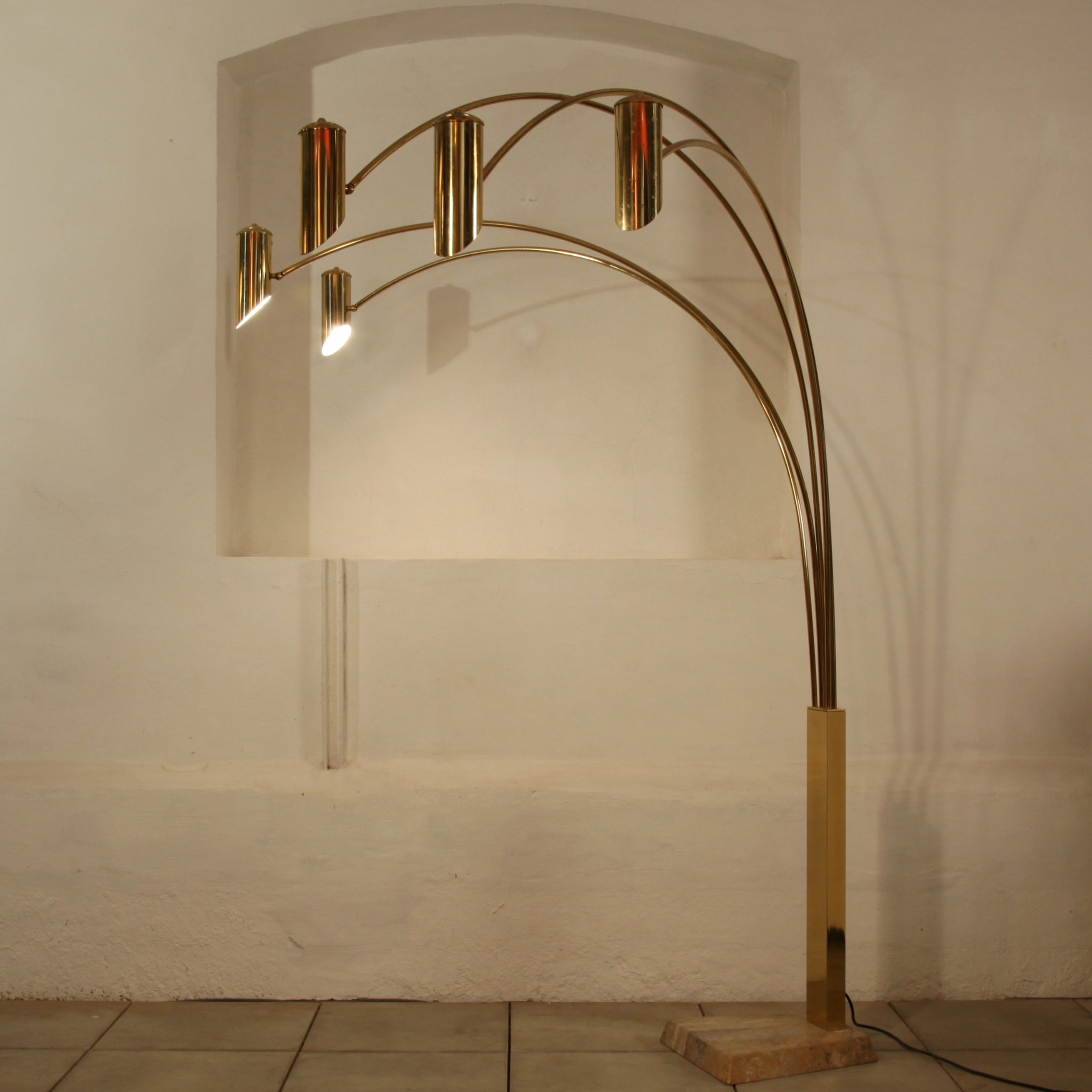 XL regency impressive brass 'arc' floorlamp at 1stDibs