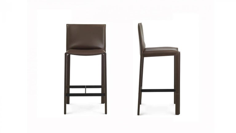 Italian Designer Bar Stool fully covered with leather, new and made in ...