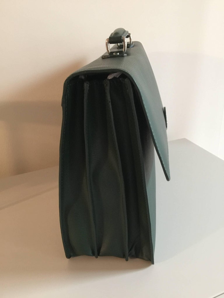 Pineider Men's Green Leather Briefcase with Matching Wallet at 1stDibs