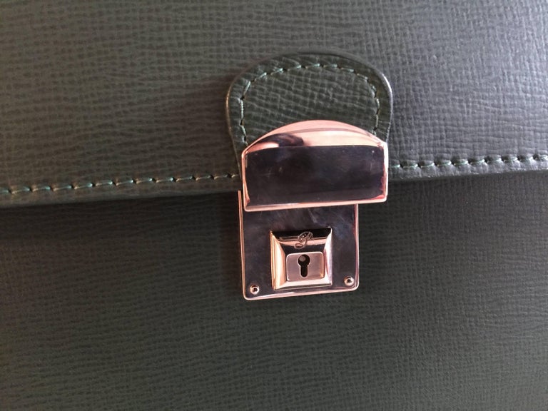 Pineider Men's Green Leather Briefcase with Matching Wallet at 1stDibs