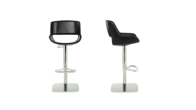 Modern Italian Leather Bar Stool Adjustable with Chrome Swivel Base For ...