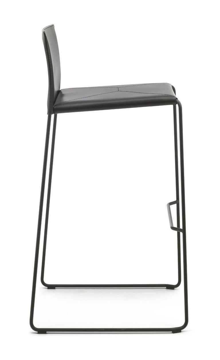 Modern Bar Stool Made in Italy, New, Leather Available in 30 Colors For ...
