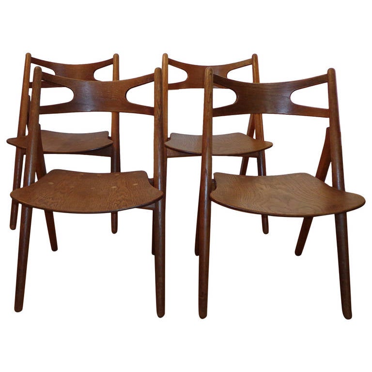 Four Sawbuck Dining Chairs CH 29 by Hans Wegner for Carl Hansen and Søn ...