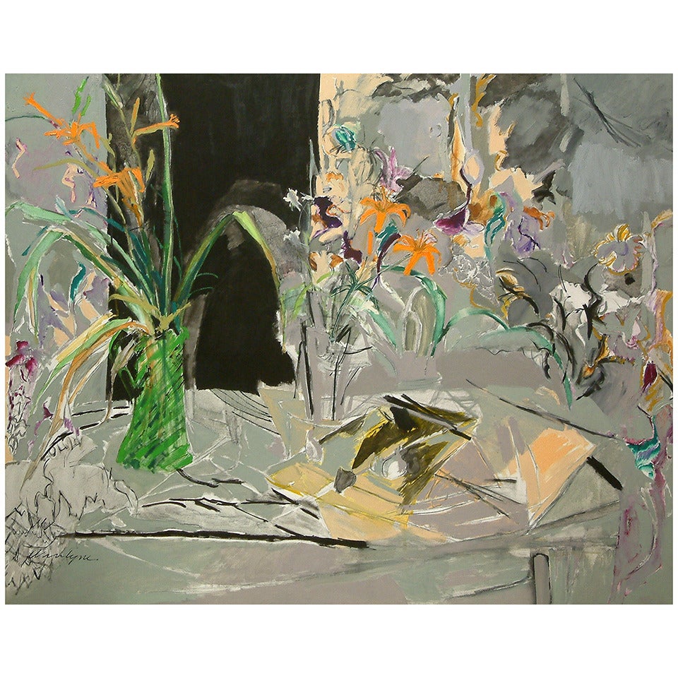 Ann Lyne " Still Life with Daylillies" Oil on Canvas at 1stDibs