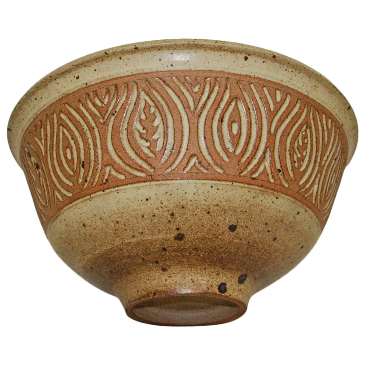 Large Peter Lane Sgraffito Stoneware Bowl, circa 1980 For Sale at 1stDibs