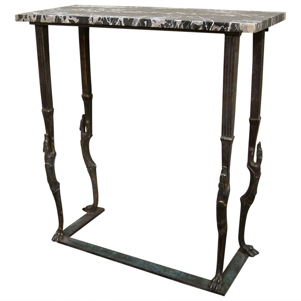 Bronze, Steel and Marble Greyhound Console Table, Italy, circa 1925 at ...