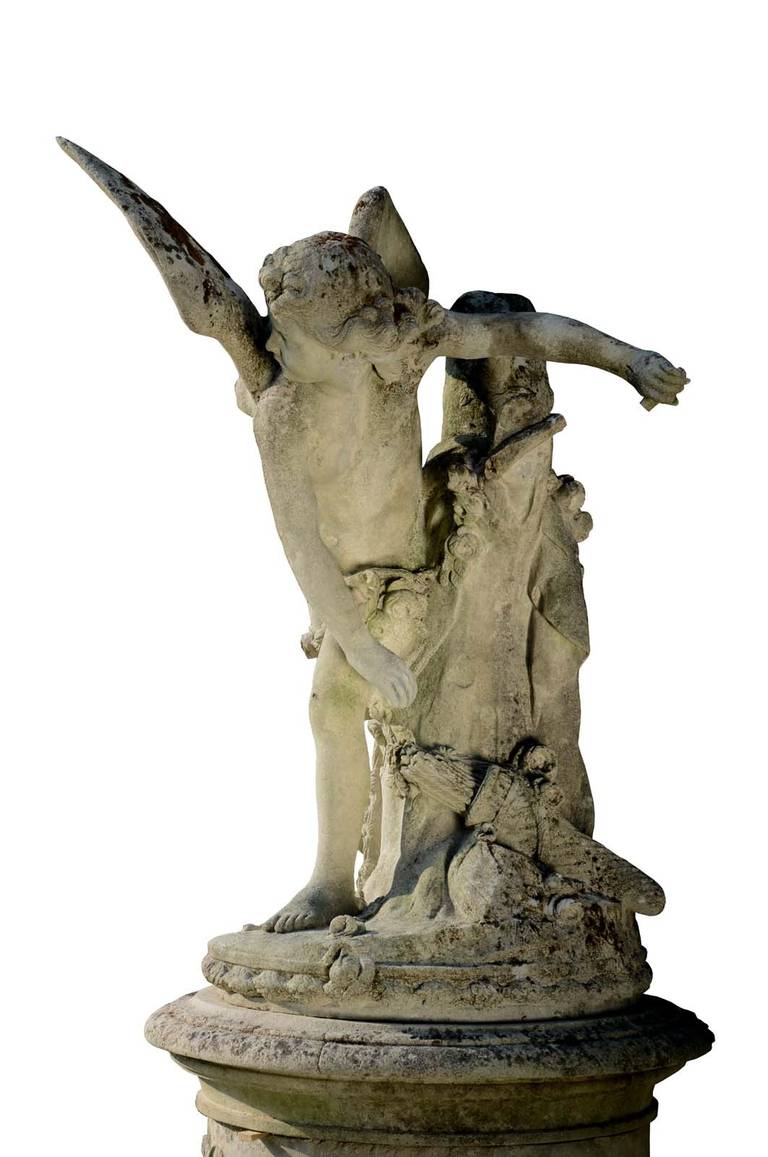 French Louis XVI Style Composite Stone Cupid, 19th Century at 1stDibs