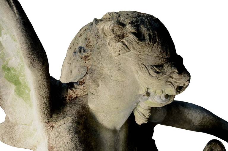 French Louis XVI Style Composite Stone Cupid, 19th Century at 1stDibs