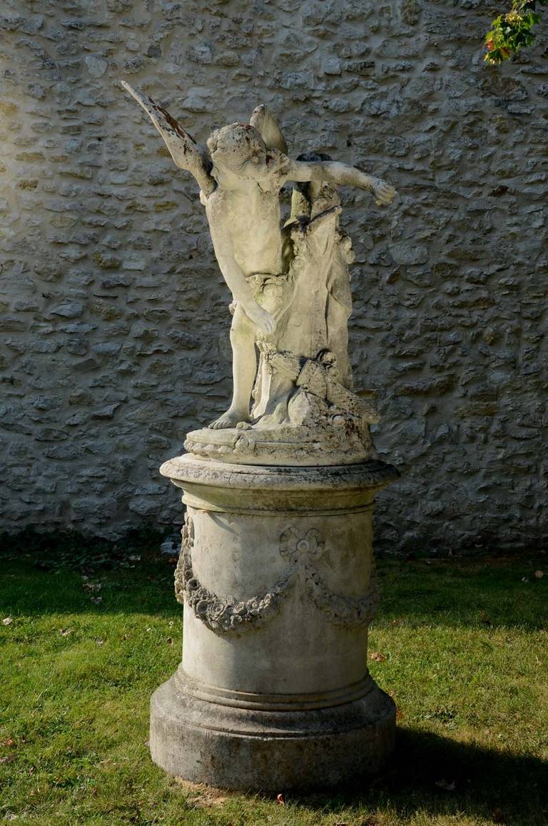 French Louis XVI Style Composite Stone Cupid, 19th Century at 1stDibs
