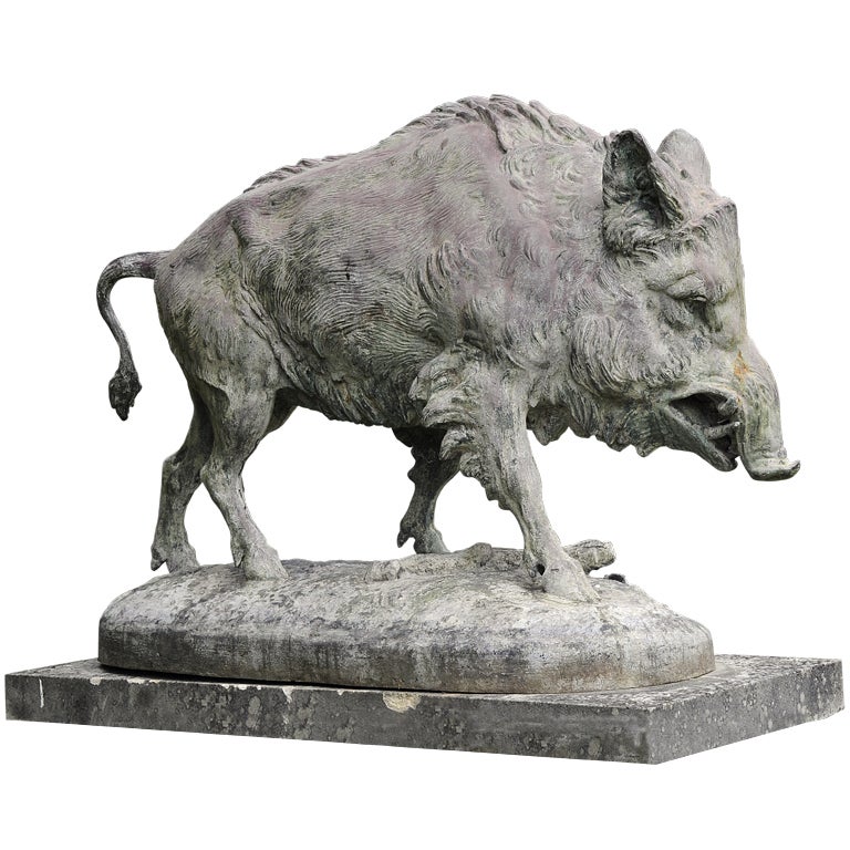 Bronze statue of a boar at 1stDibs