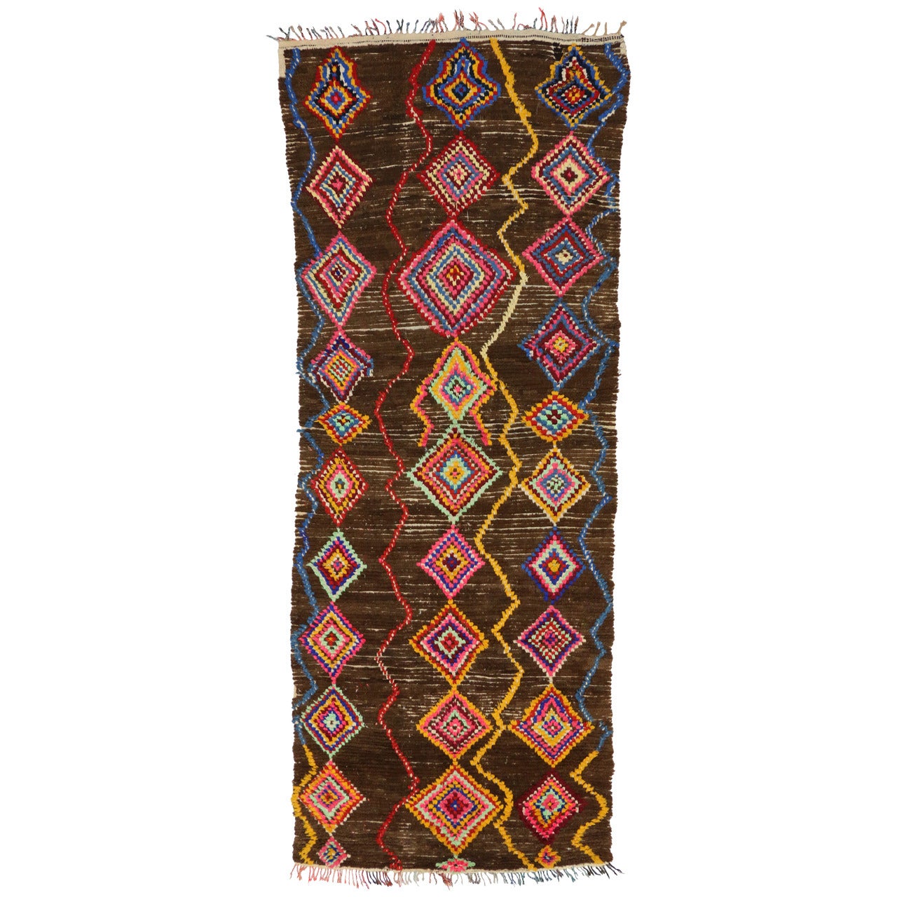 Vintage Berber Moroccan Runner with Bohemian Tribal Style, Shag Hallway ...