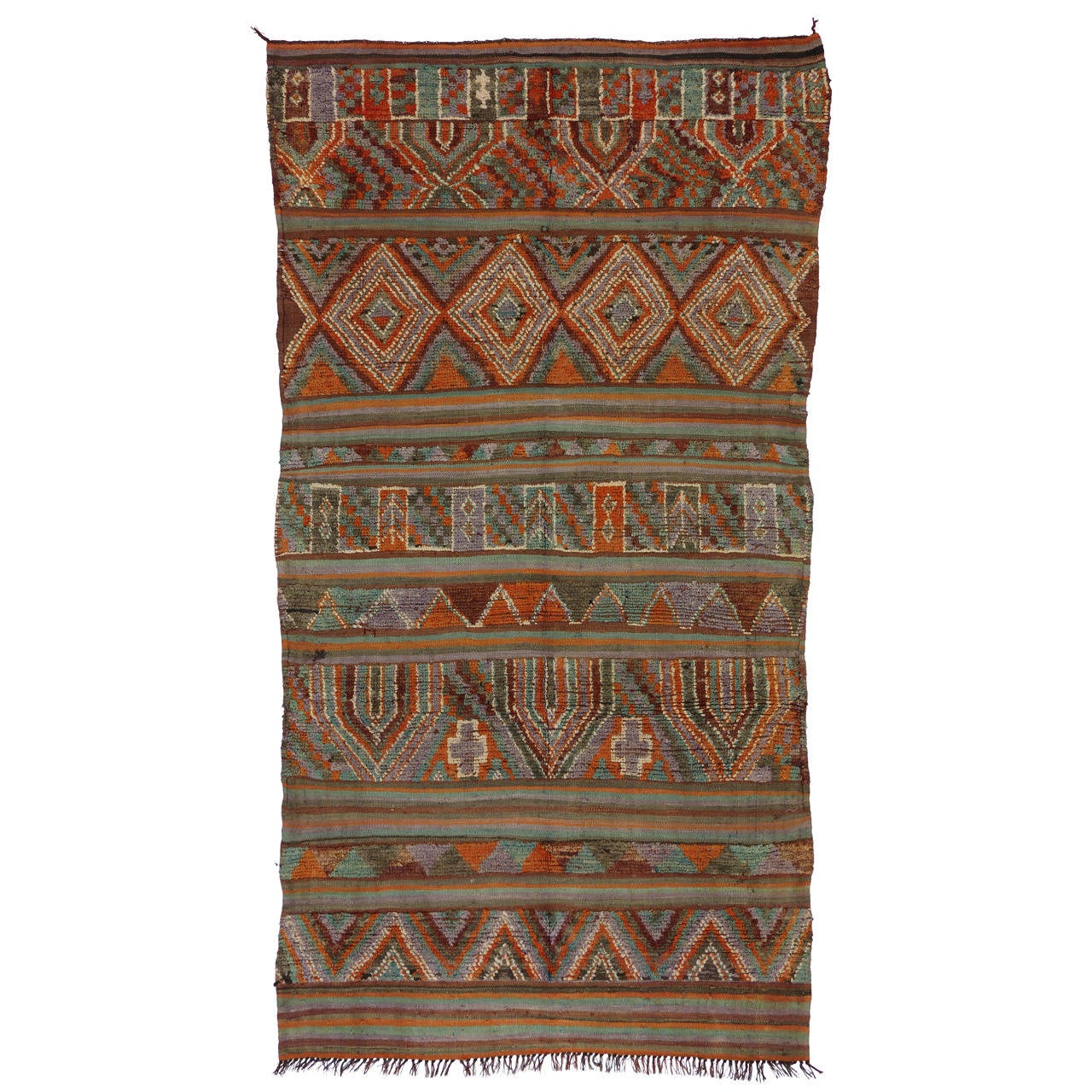 Vintage Moroccan Kilim and Pile Rug at 1stDibs