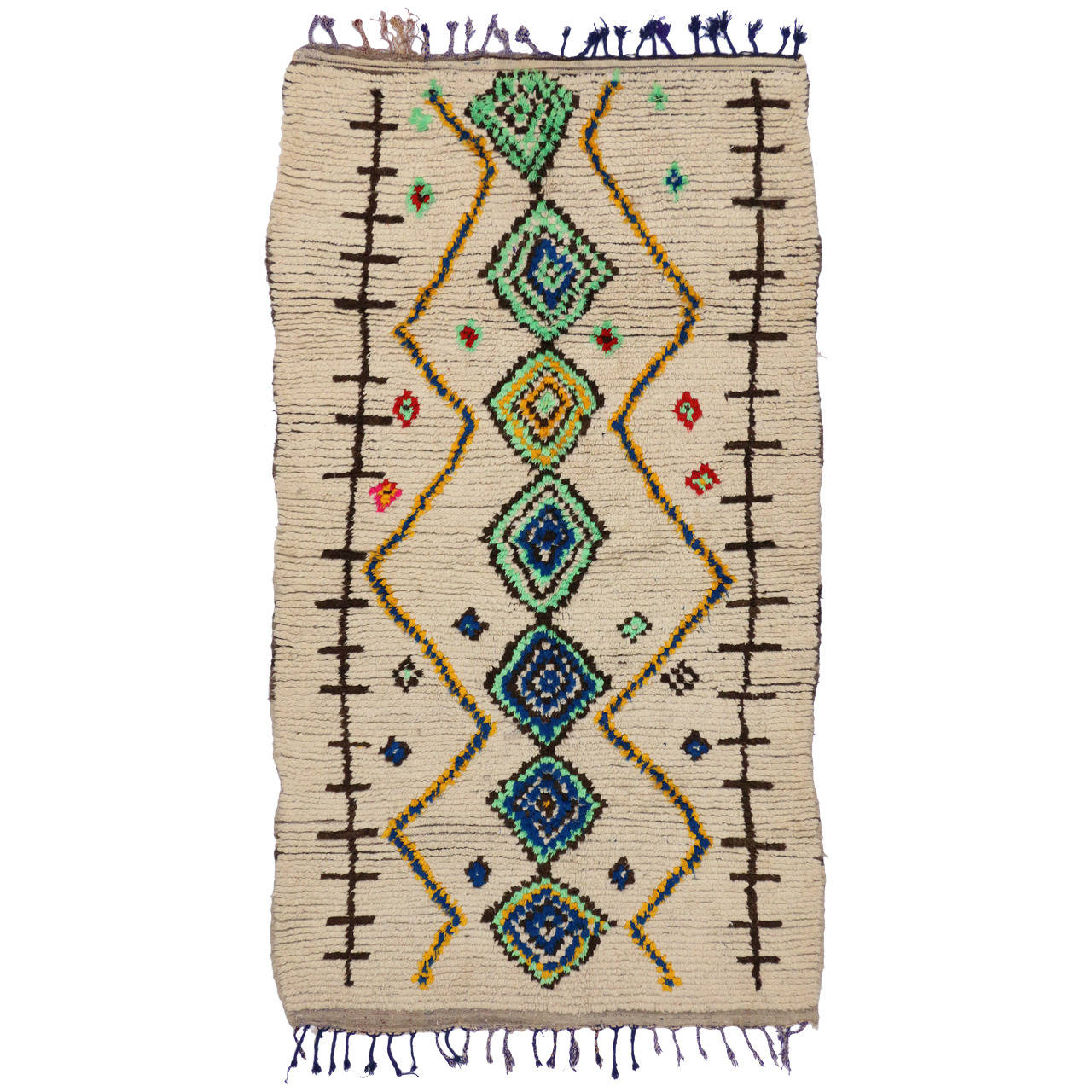 Mid-Century Modern Style Berber Moroccan Rug with Tribal Design at 1stDibs