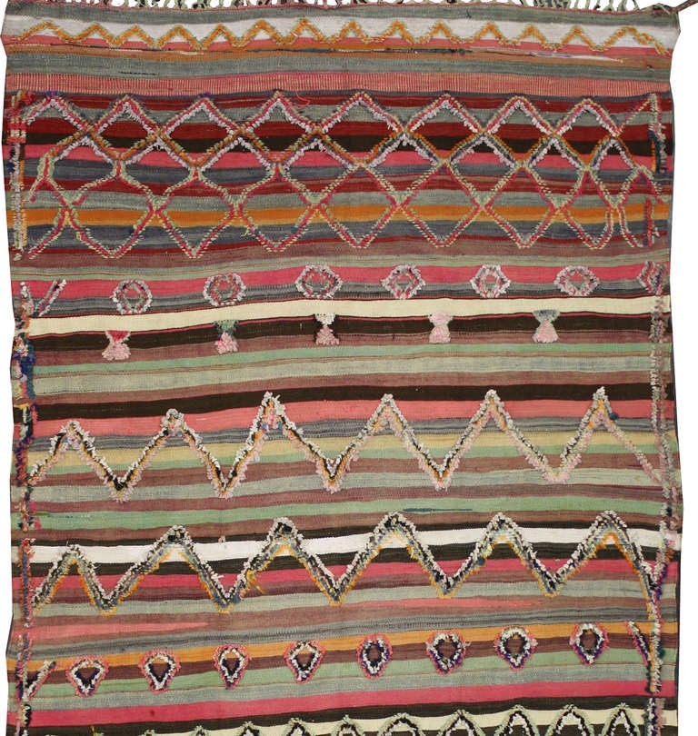 Vintage Moroccan Kilim and Pile Rug 6' x 11'5" at 1stDibs