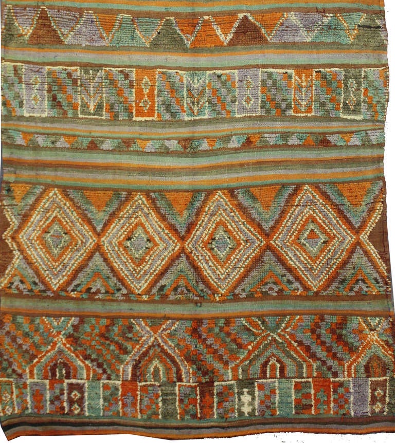 Vintage Moroccan Kilim and Pile Rug at 1stDibs
