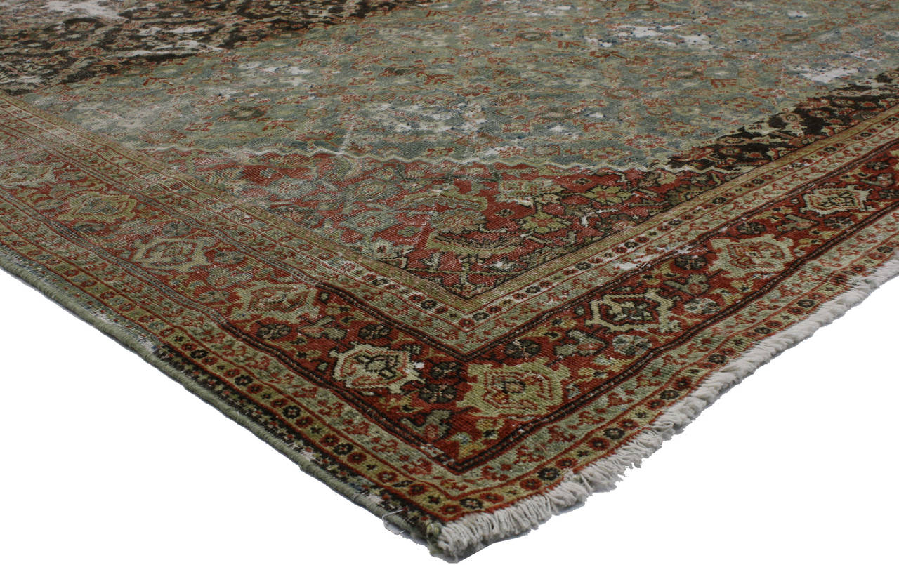 Distressed Antique Persian Mahal Rug with Modern Industrial Style at ...
