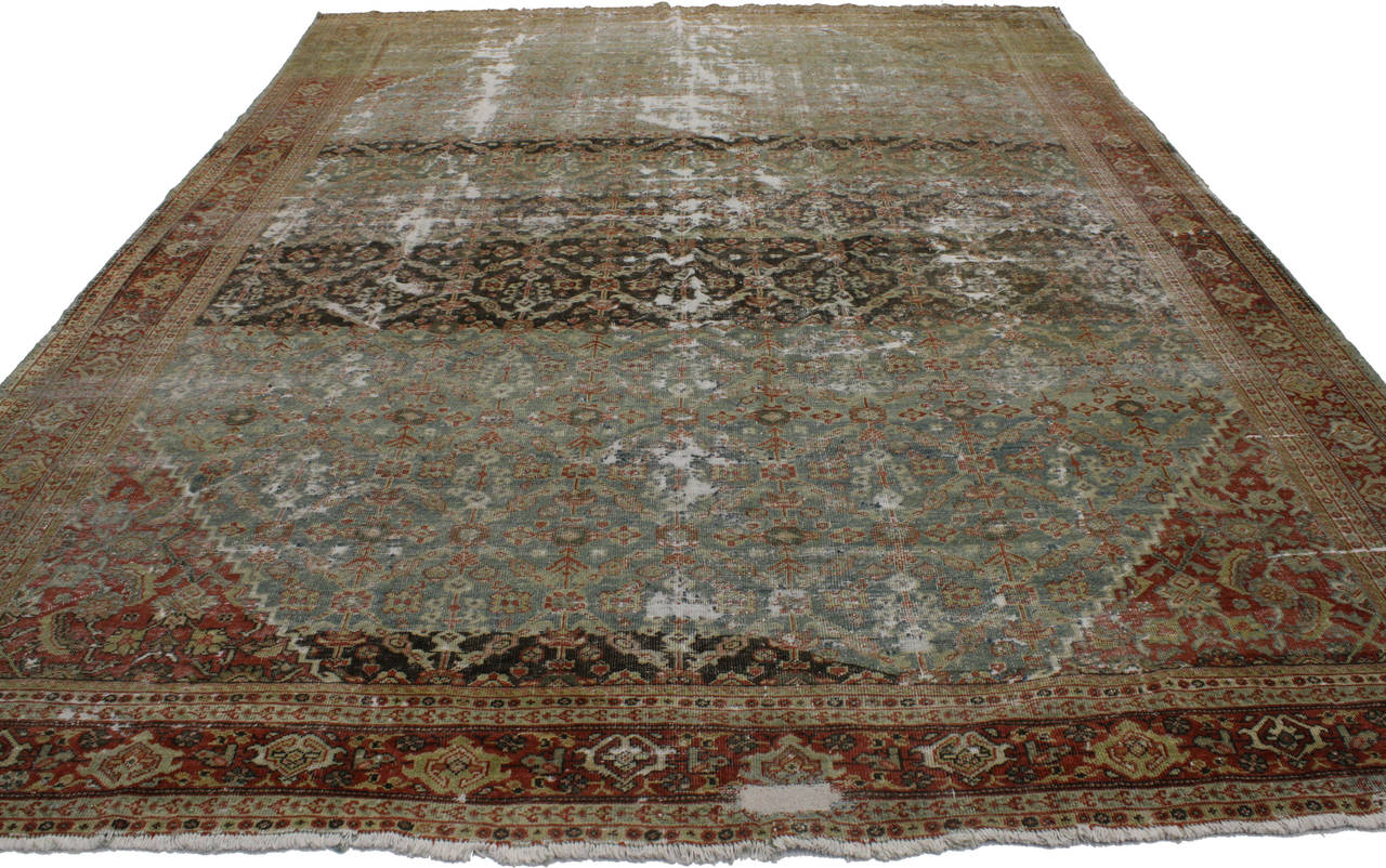 Distressed Antique Persian Mahal Rug with Modern Industrial Style at ...