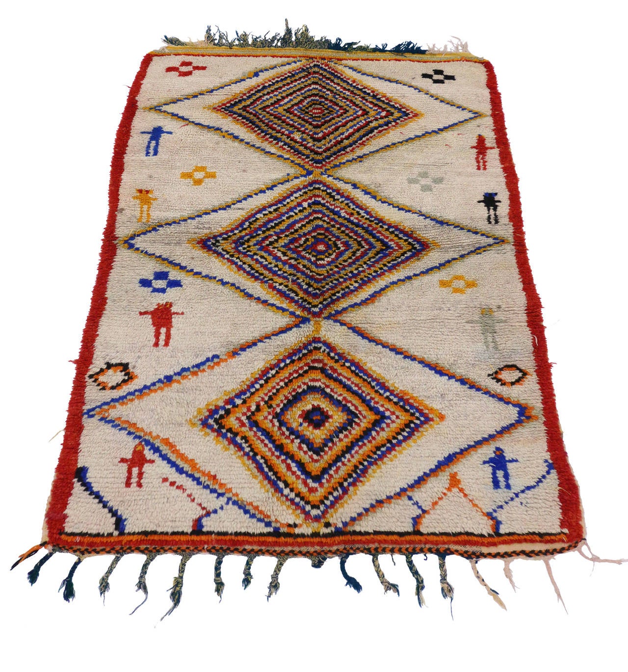 Mid-Century Modern Style Berber Moroccan Rug with Tribal Design at 1stDibs