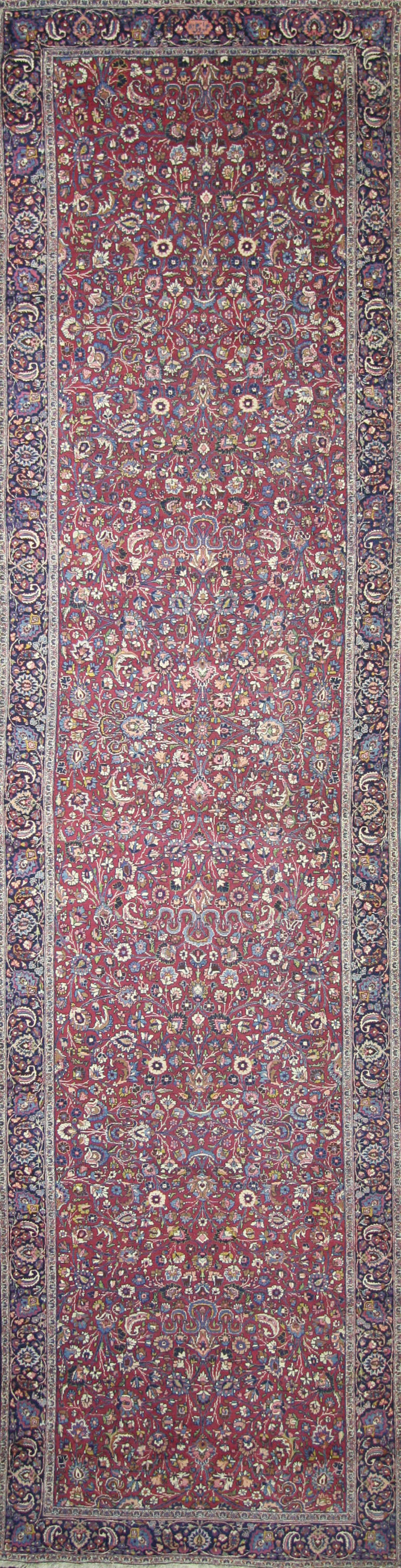 Antique Persian Mashhad Runner with Old World Style, Extra Long Hallway ...