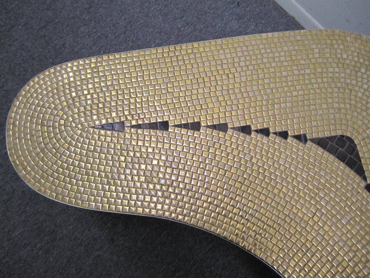 Fun Mid-century Modern Boomerang Shaped Gold Mosaic Tile Top Coffee ...