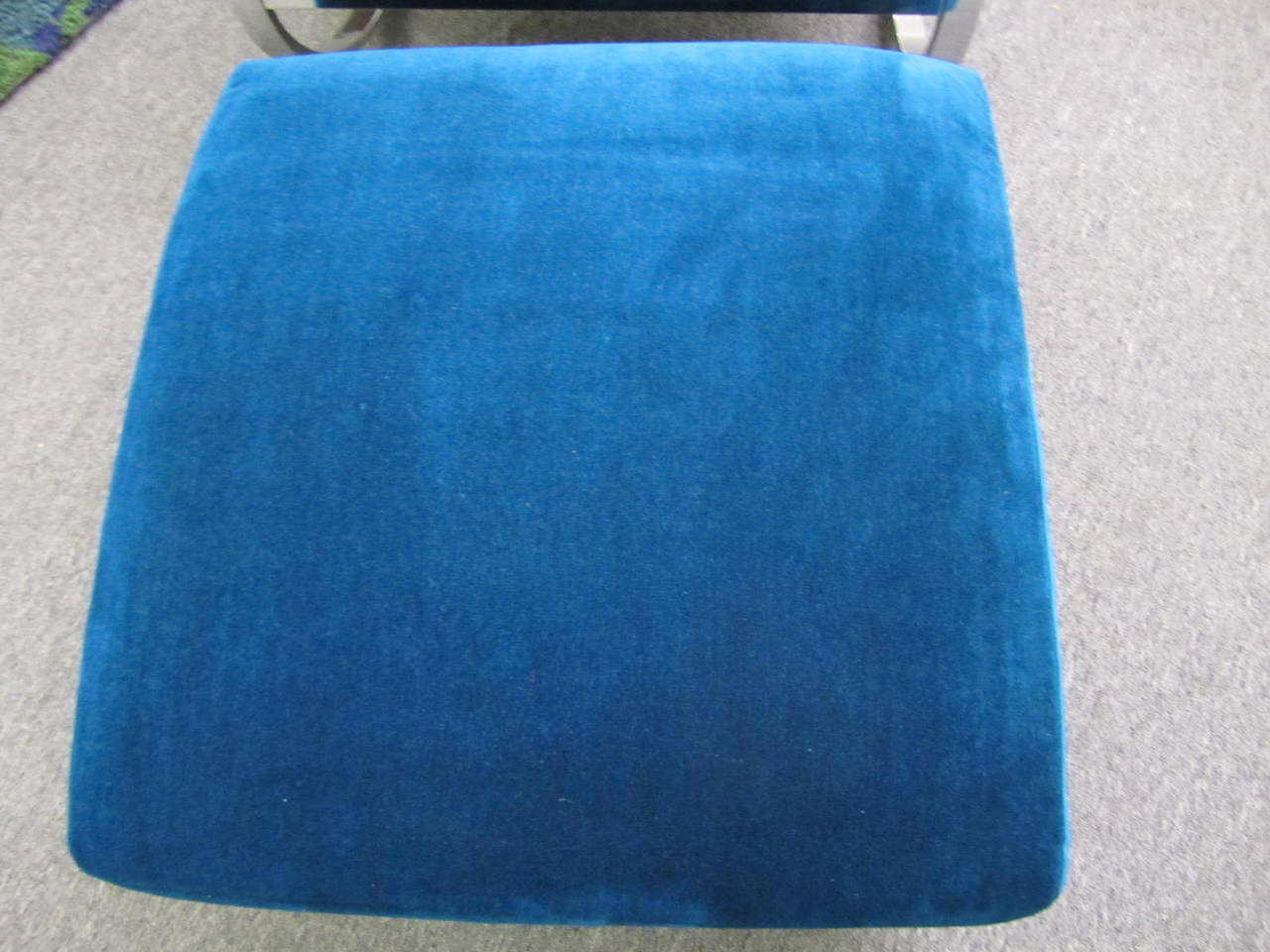 Fabulous Milo Baughman Style Marine Blue Velvet Chrome Rocking Chair ...