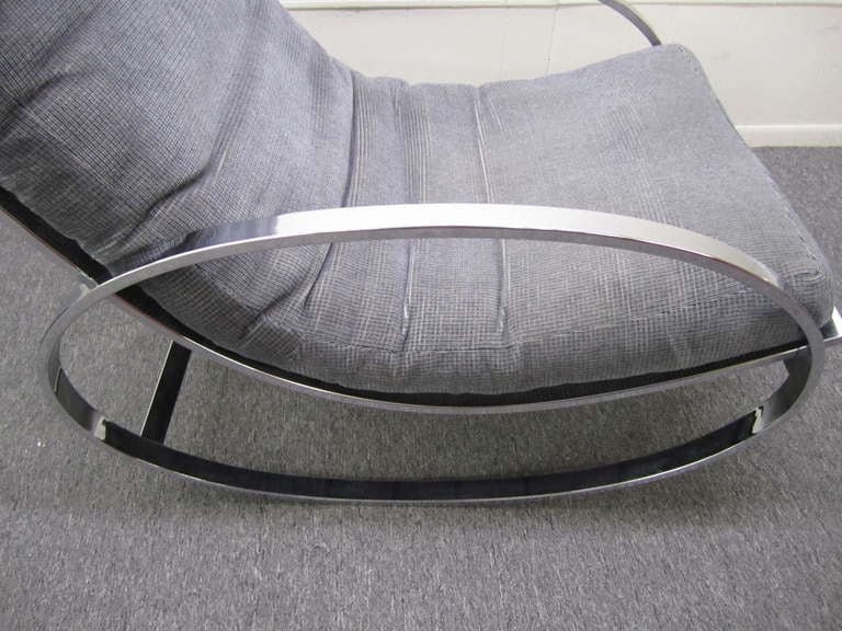 Fabulous Milo Baughman Style Chrome Oval Rocking Chair, Mid-Century ...