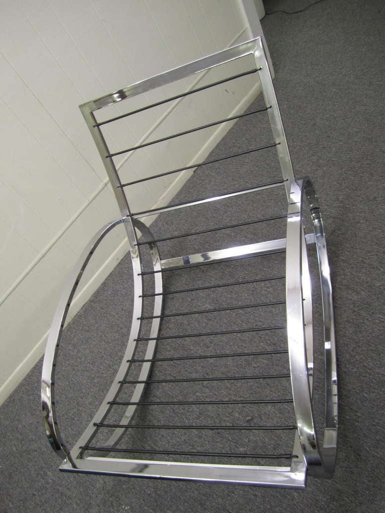 Fabulous Milo Baughman Style Chrome Oval Rocking Chair, Mid-Century ...