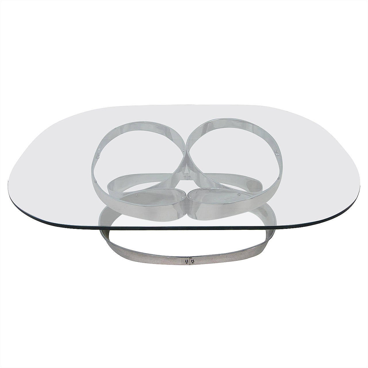 Large-Scale Chrome Ribbon Coffee Table, Mid-Century Modern at 1stDibs