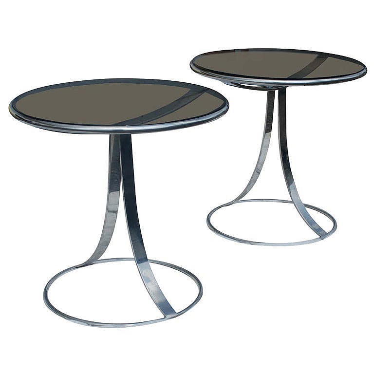 Stunning Pair of Gardner Leaver for Steelcase Stainless Side Tables For ...
