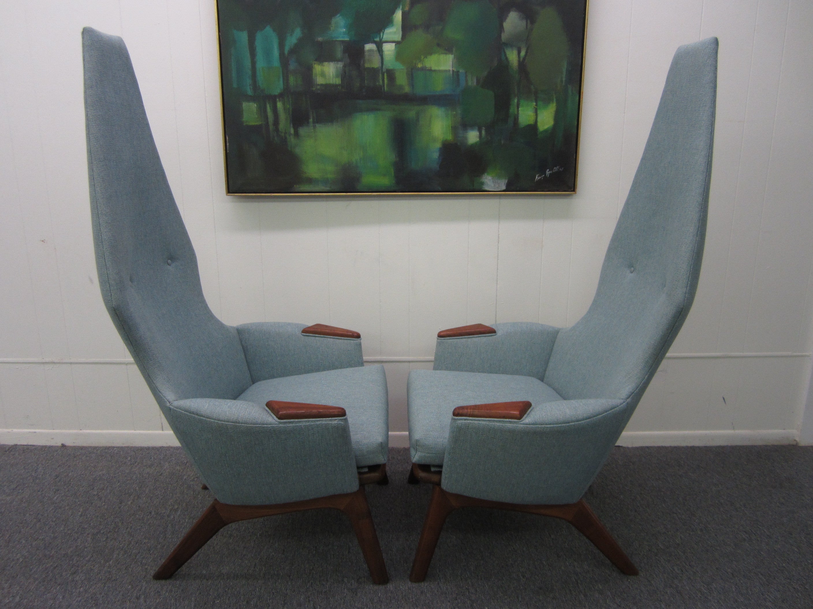 Spectacular Pair of Adrian Pearsall High Back Chairs Mid-Century Danish ...