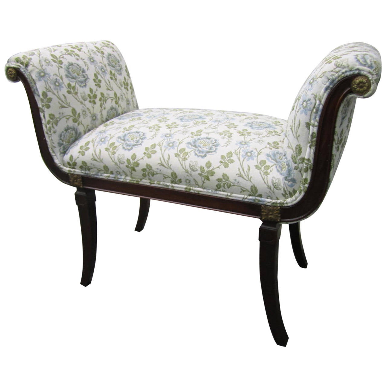 Dorothy Draper Style Glam Scroll Arm Bench Hollywood Regency Modern at ...