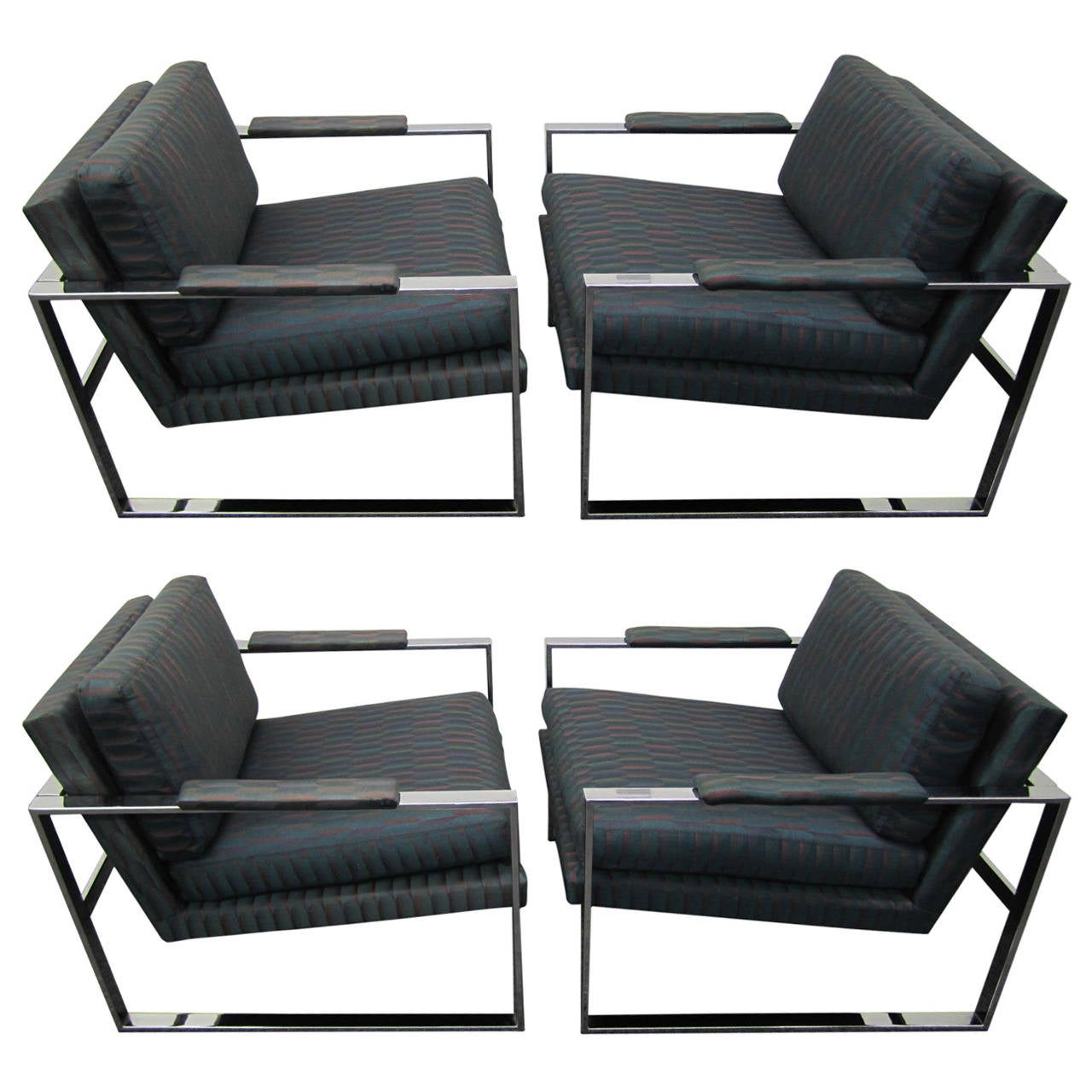Awesome Set of Four Milo Baughman Style Chrome Cube Chairs Mid-Century ...