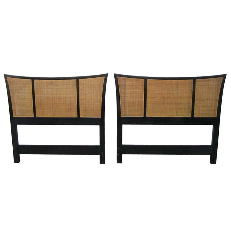 Wonderful Pair Chinoiserie Caned and Ebonized Harvey Probber Twin ...